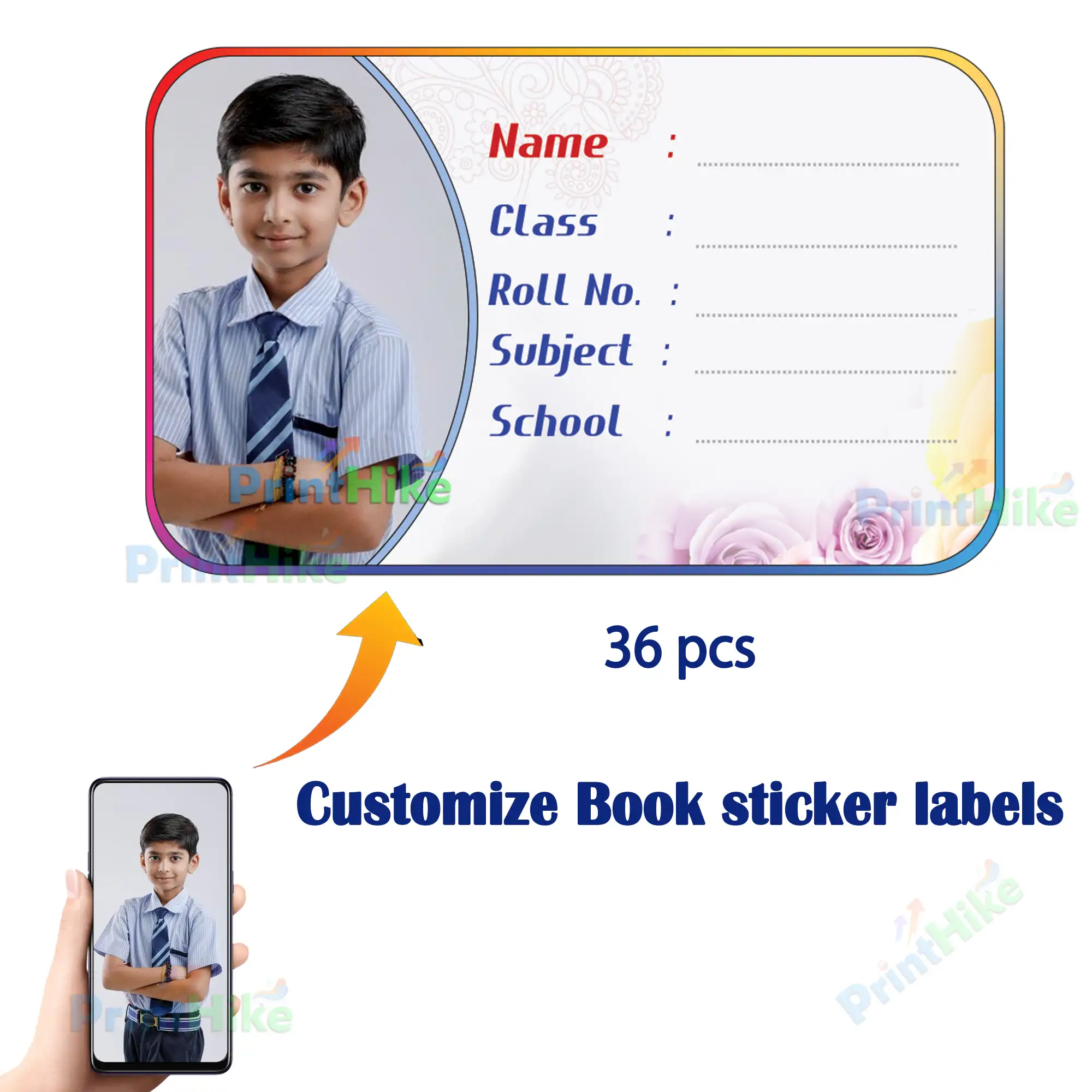 Custom Book Name Slip with Photo design 1 – 36 Pieces, High-Quality ...